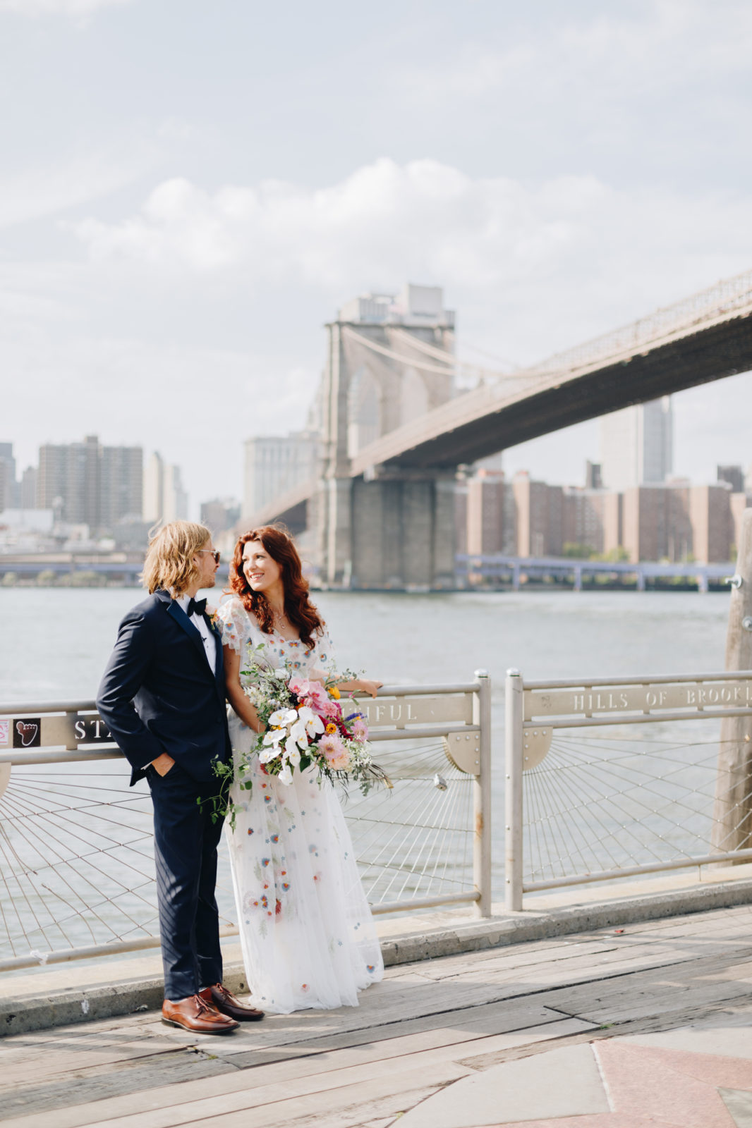 Colorful Intimate River Café Wedding in Dumbo Brooklyn