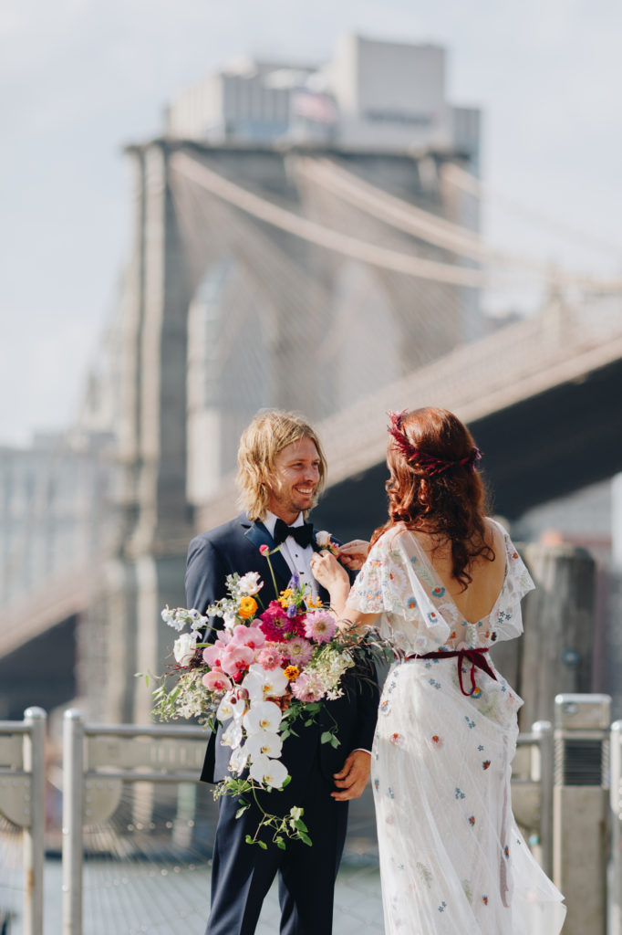Colorful Intimate River Café Wedding in Dumbo Brooklyn