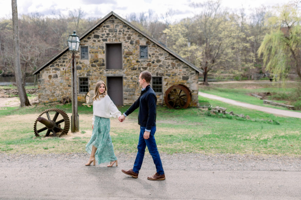 Romantic Spring Waterloo Village Engagement Photos in NJ