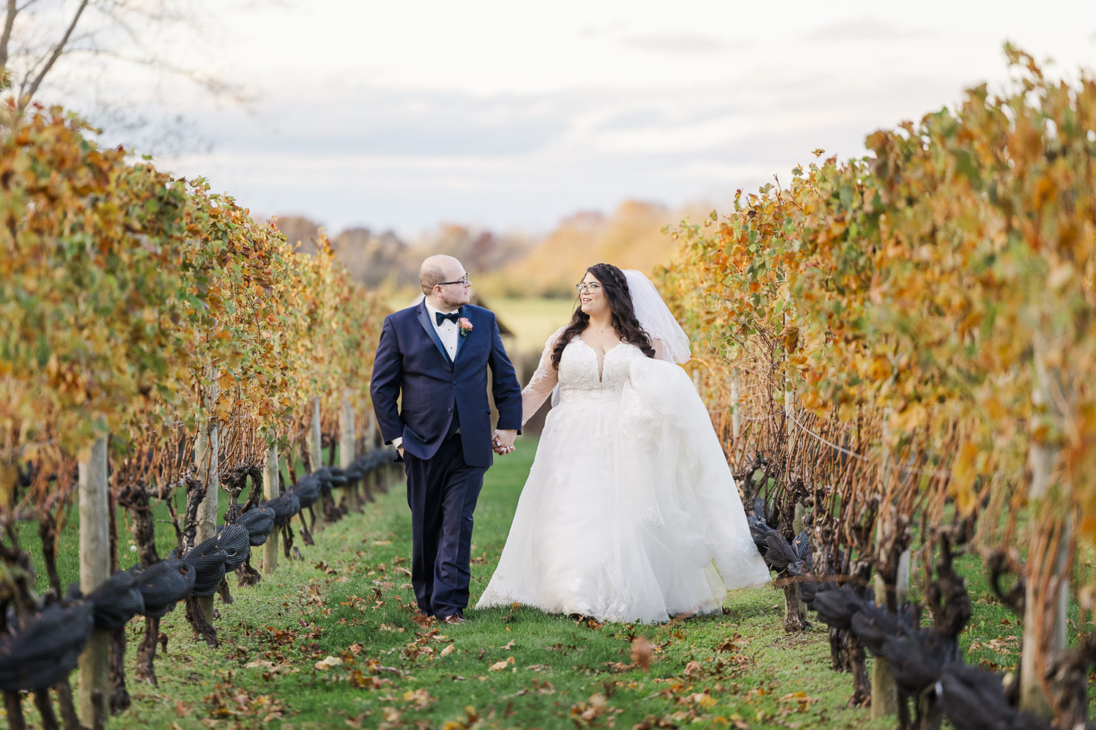 Lovely and Fun Fall Vineyards at Aquebogue Wedding