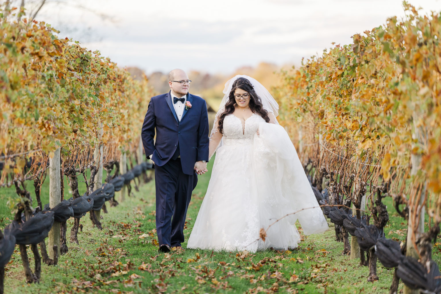 Lovely and Fun Fall Vineyards at Aquebogue Wedding