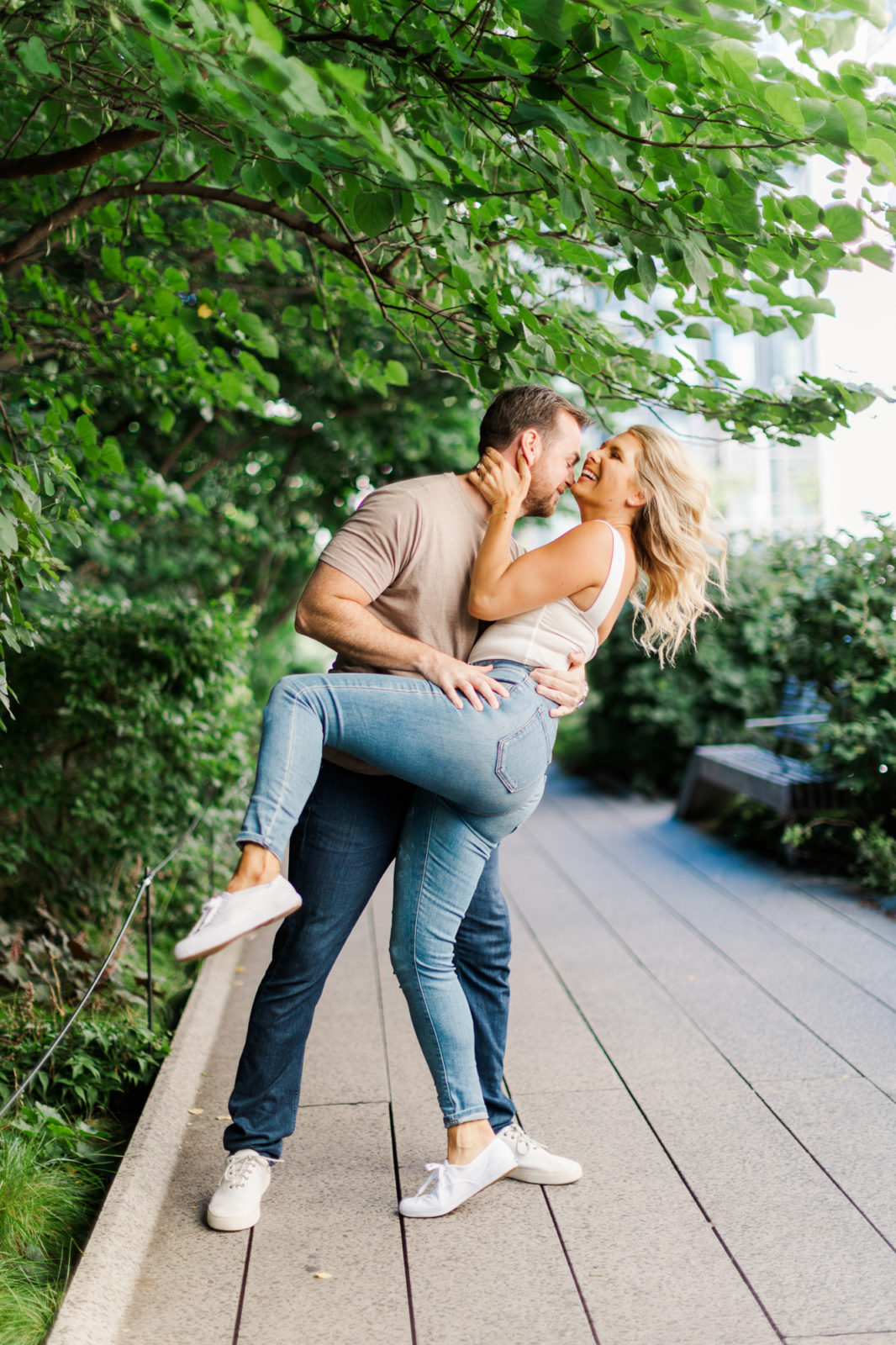 Romantic High Line Engagement Shoot on Sunny Summer Day