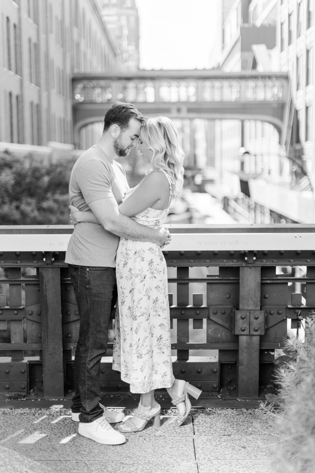 Romantic High Line Engagement Shoot on Sunny Summer Day