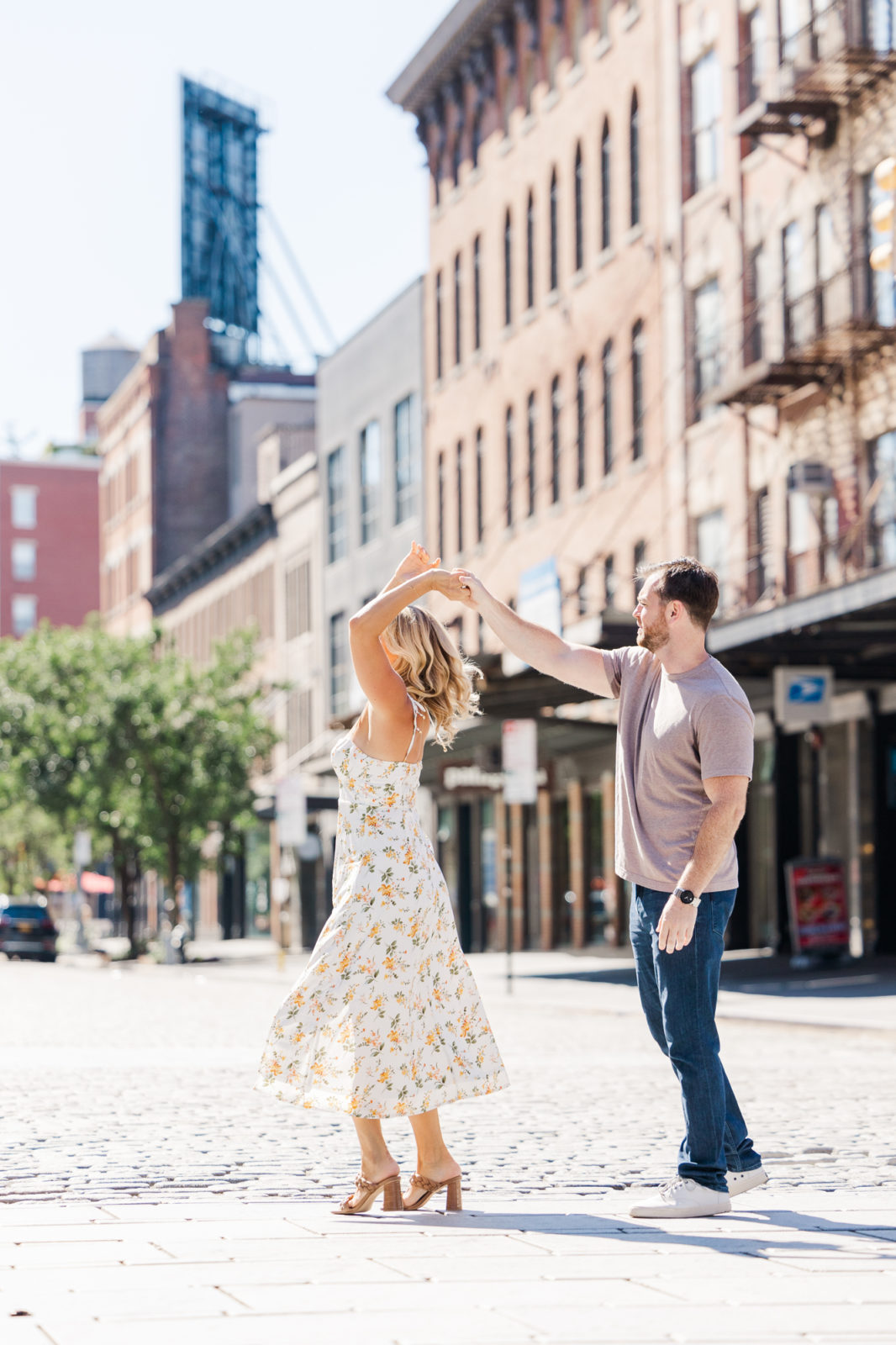 Romantic High Line Engagement Shoot on Sunny Summer Day