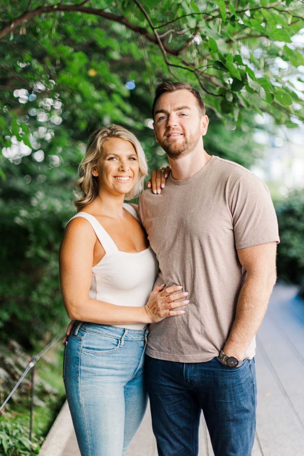 Romantic High Line Engagement Shoot on Sunny Summer Day