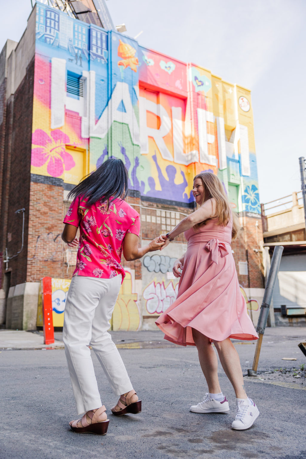 Colorful LGBTQ Harlem Fun Engagement Photoshoot