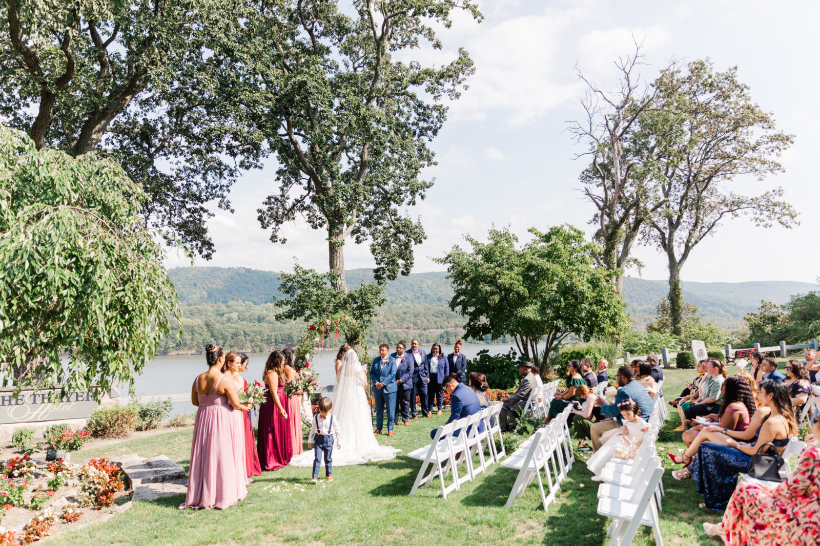 Sunny Summer Thayer Hotel Wedding with Outdoor Ceremony