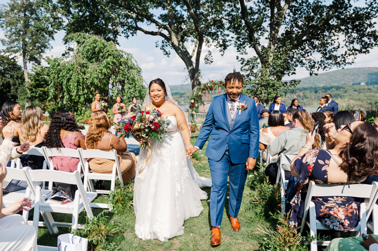 Sunny Summer Thayer Hotel Wedding with Outdoor Ceremony