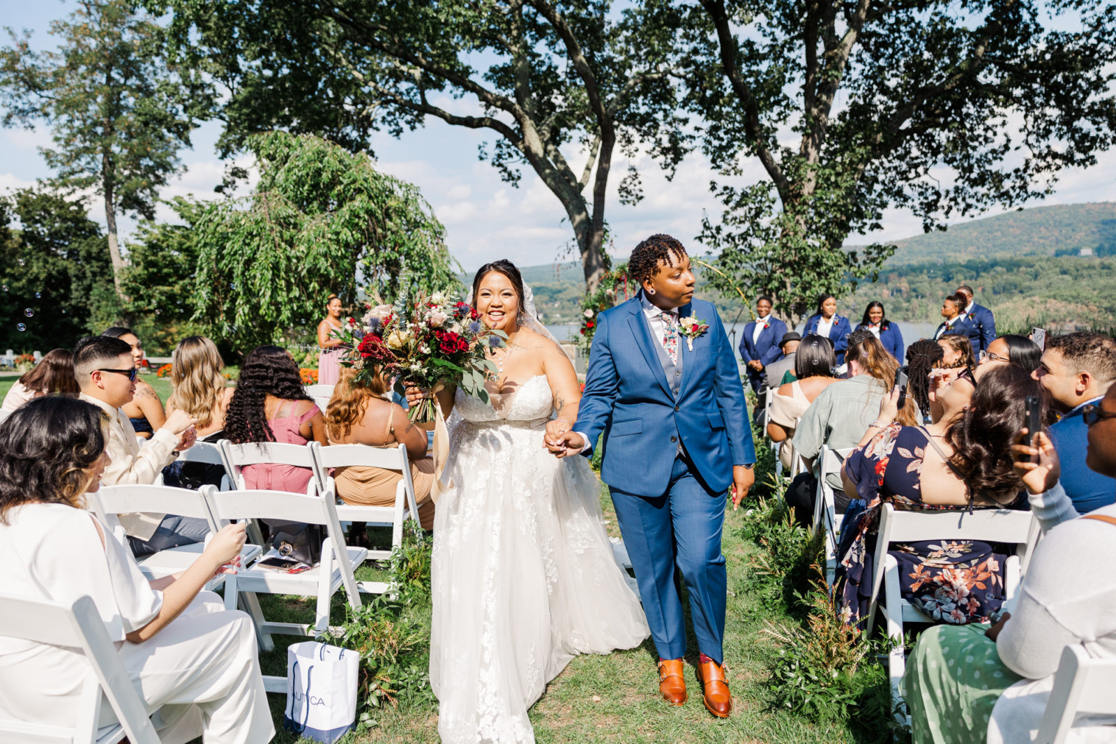 Sunny Summer Thayer Hotel Wedding with Outdoor Ceremony