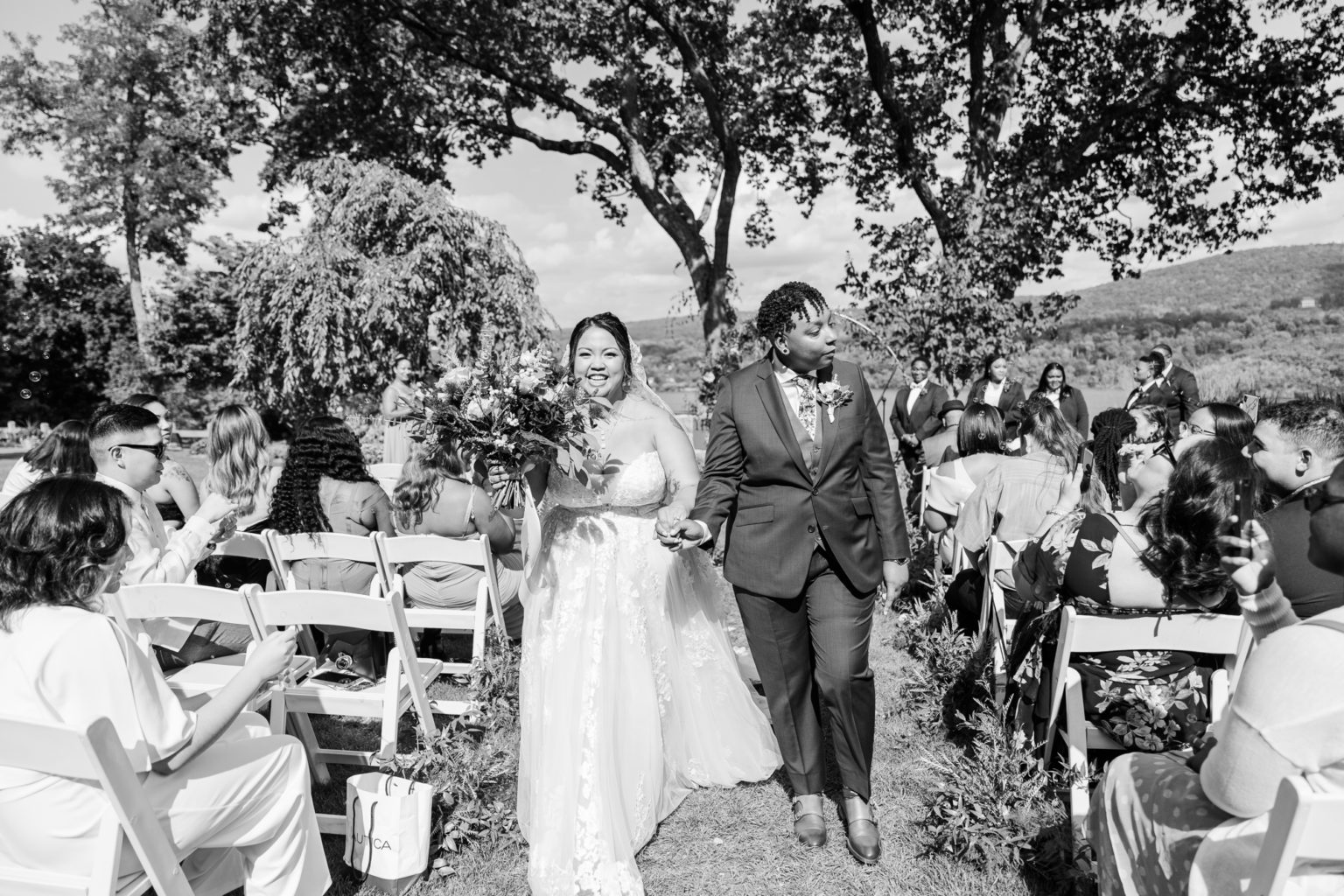 Sunny Summer Thayer Hotel Wedding with Outdoor Ceremony