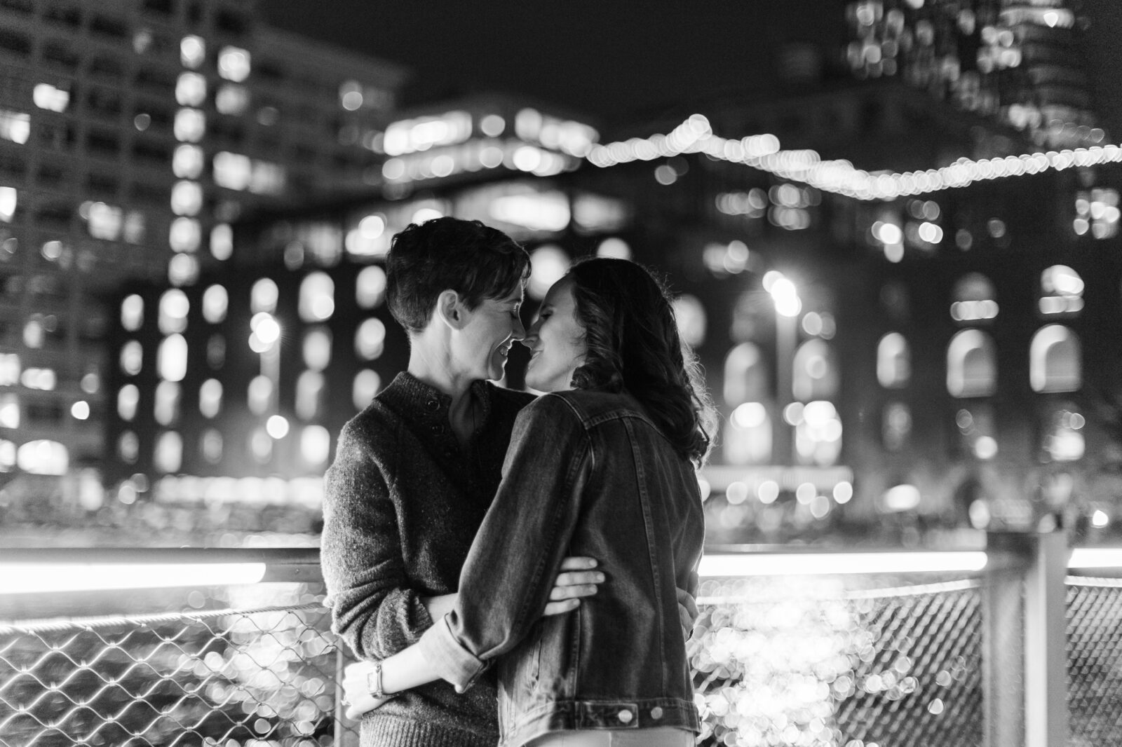 Night Time DUMBO Engagement Photo Shoot