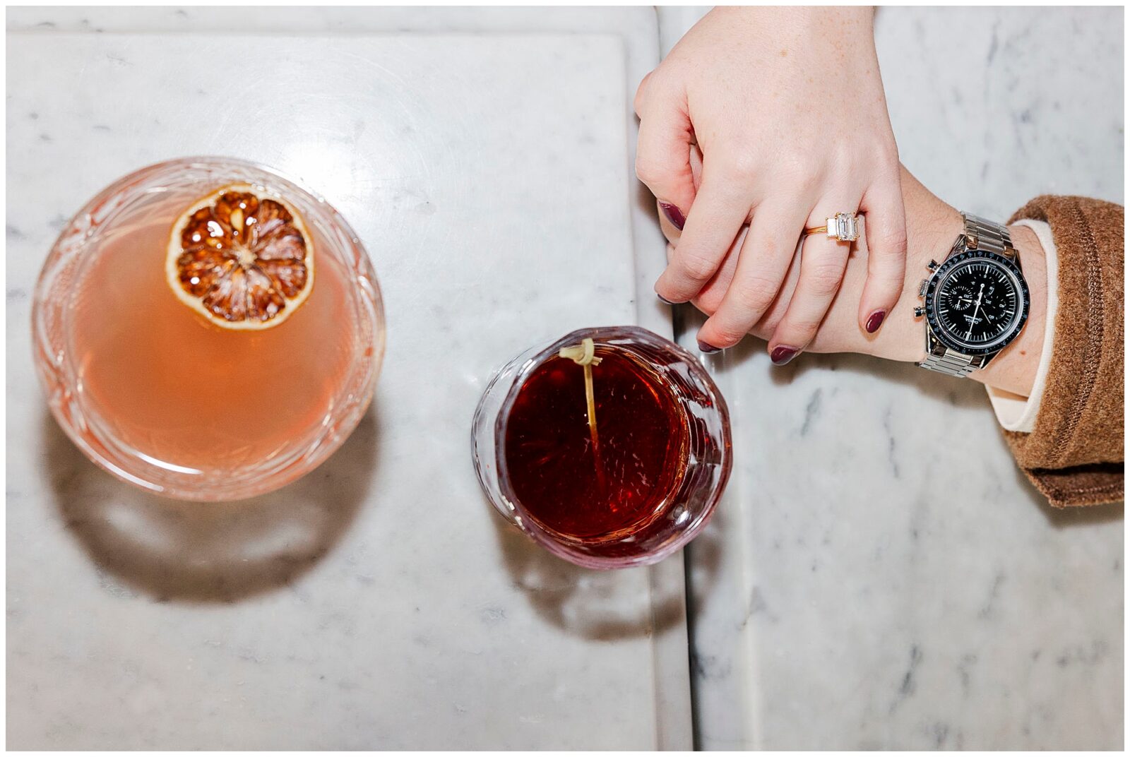 Wonderbar Engagement Photos with Sunset on the Hudson River