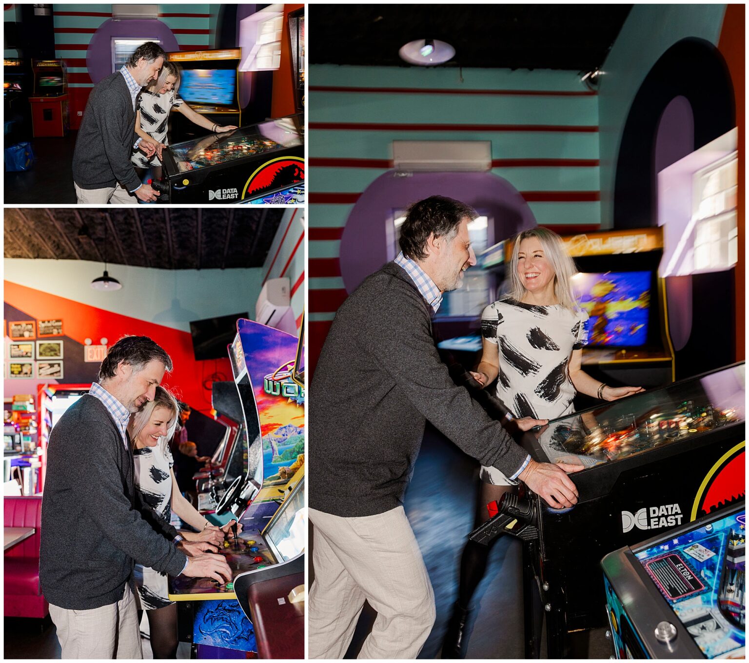 Sweet Happy Valley Arcade Bar Engagement Photo Shoot